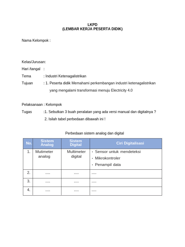 LKPD Modul 2 Electricity 4 0 | PDF
