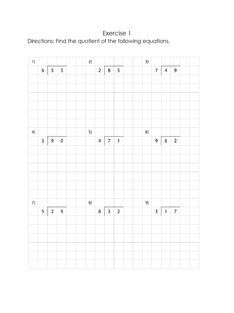 Quotient Calculation Exercises | PDF