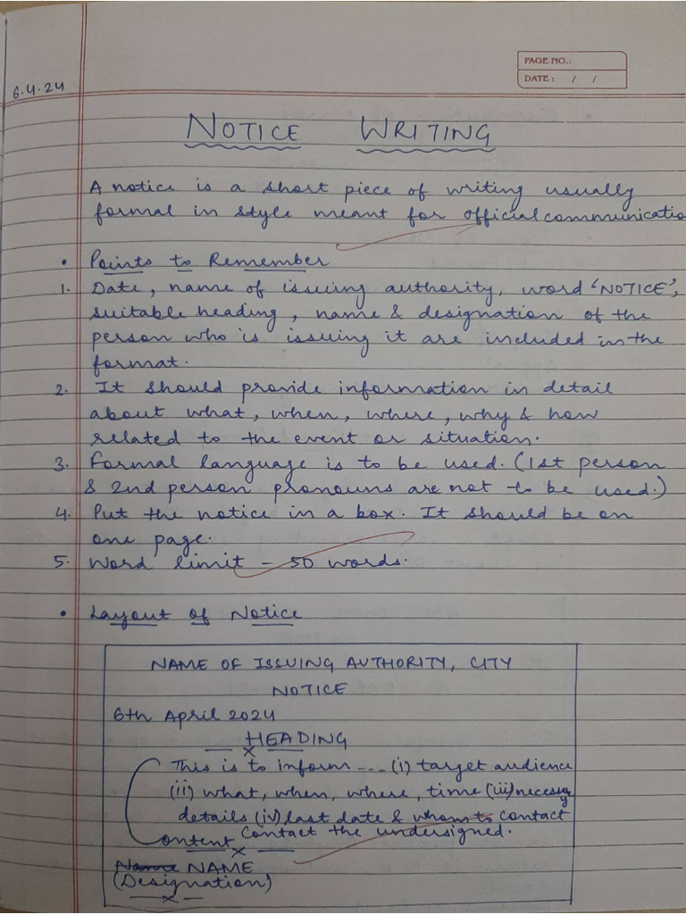 Notice Writing | PDF
