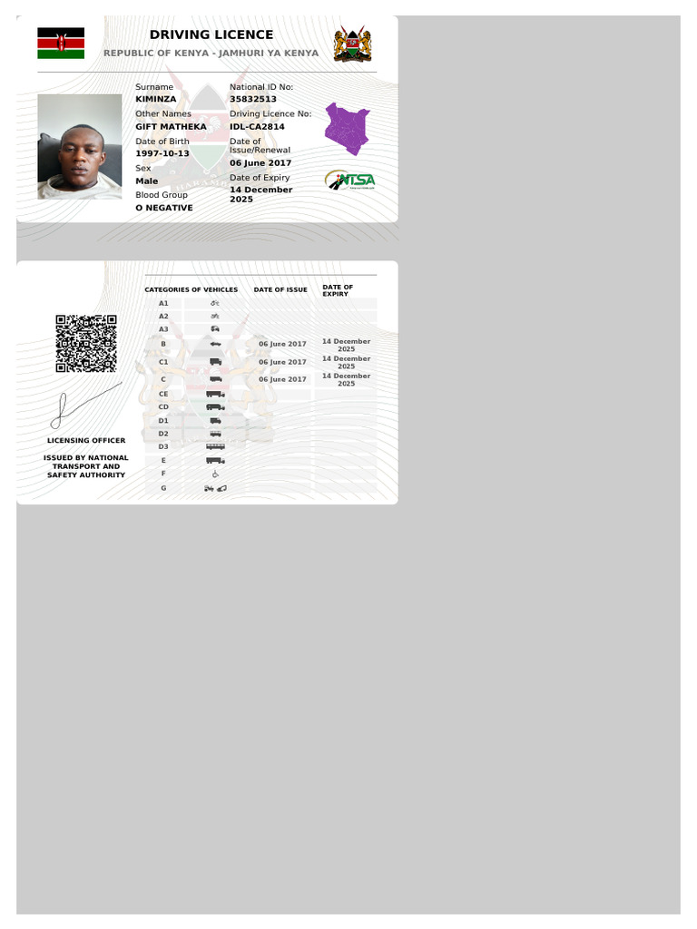 Kenyan Driving Licence Details | PDF