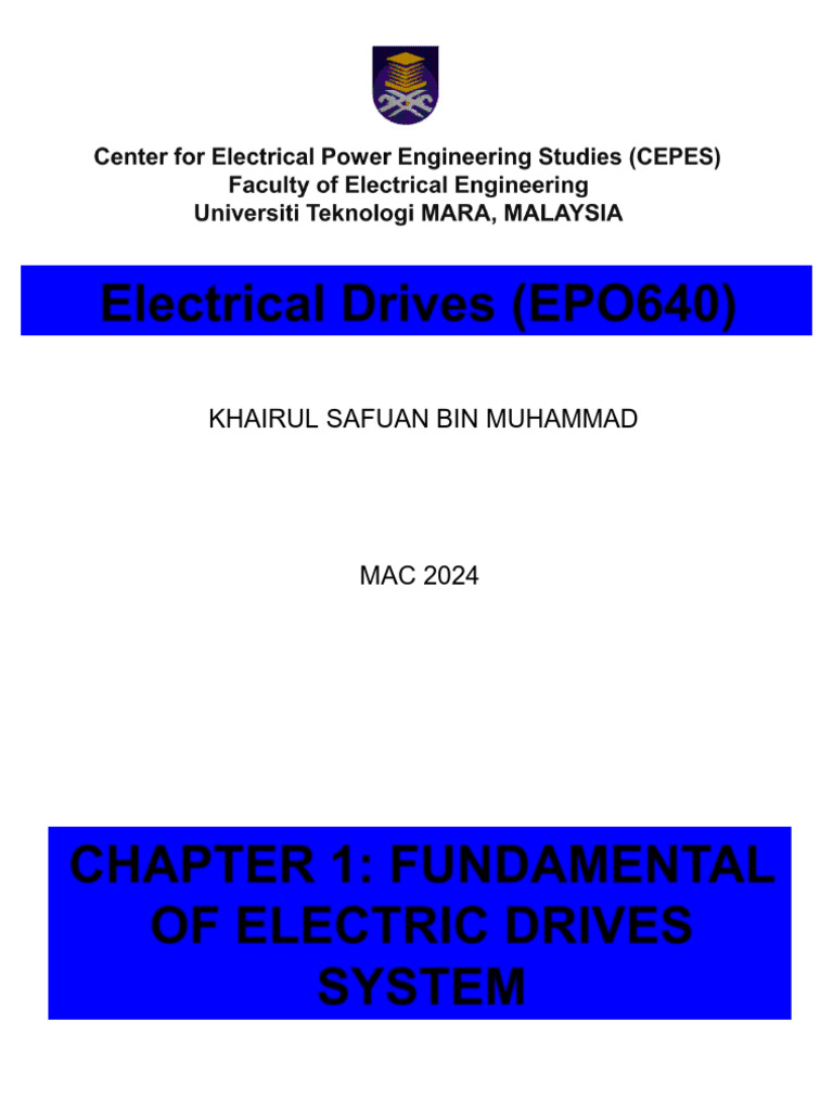 02 Chapter 1 - Electric Drive Fundamental | PDF | Rotation Around A Fixed Axis | Electric Motor