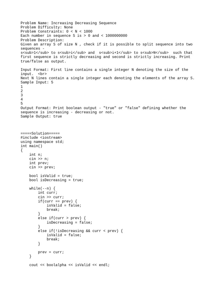 3 IncreasingDecreasingSequence | PDF