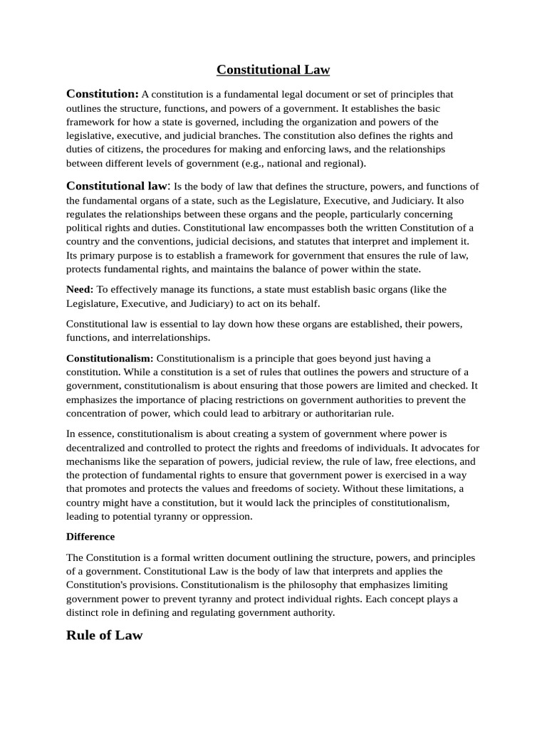 Constitutional Law Mid Sem | PDF | Human Rights | Rule Of Law