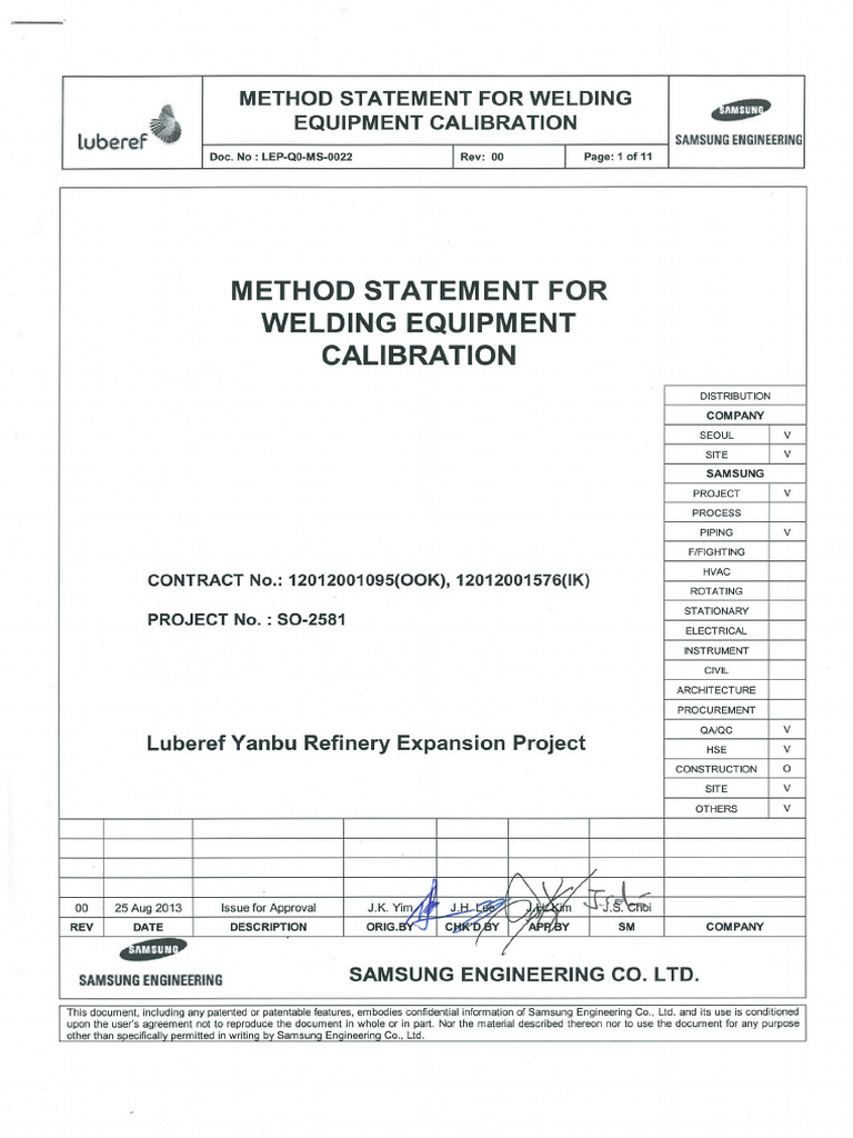 LEP-Q0-MS-0022 - 00 Welding Equipment Calibration | PDF | Calibration | Welding