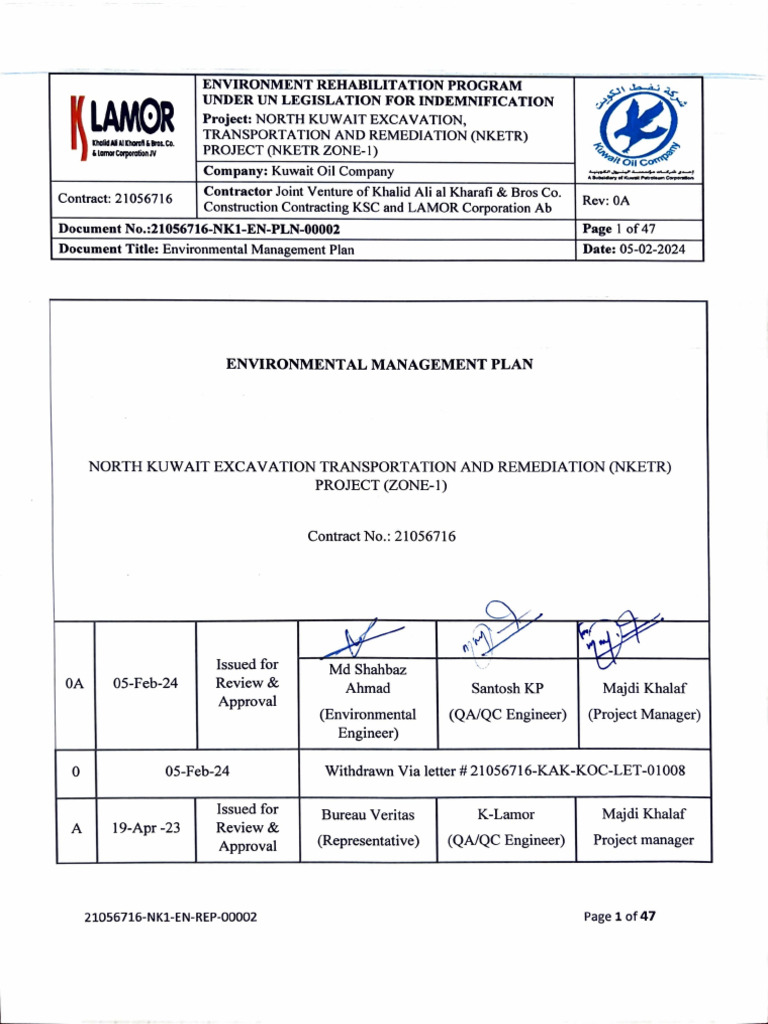 Environmental Management Plan | PDF