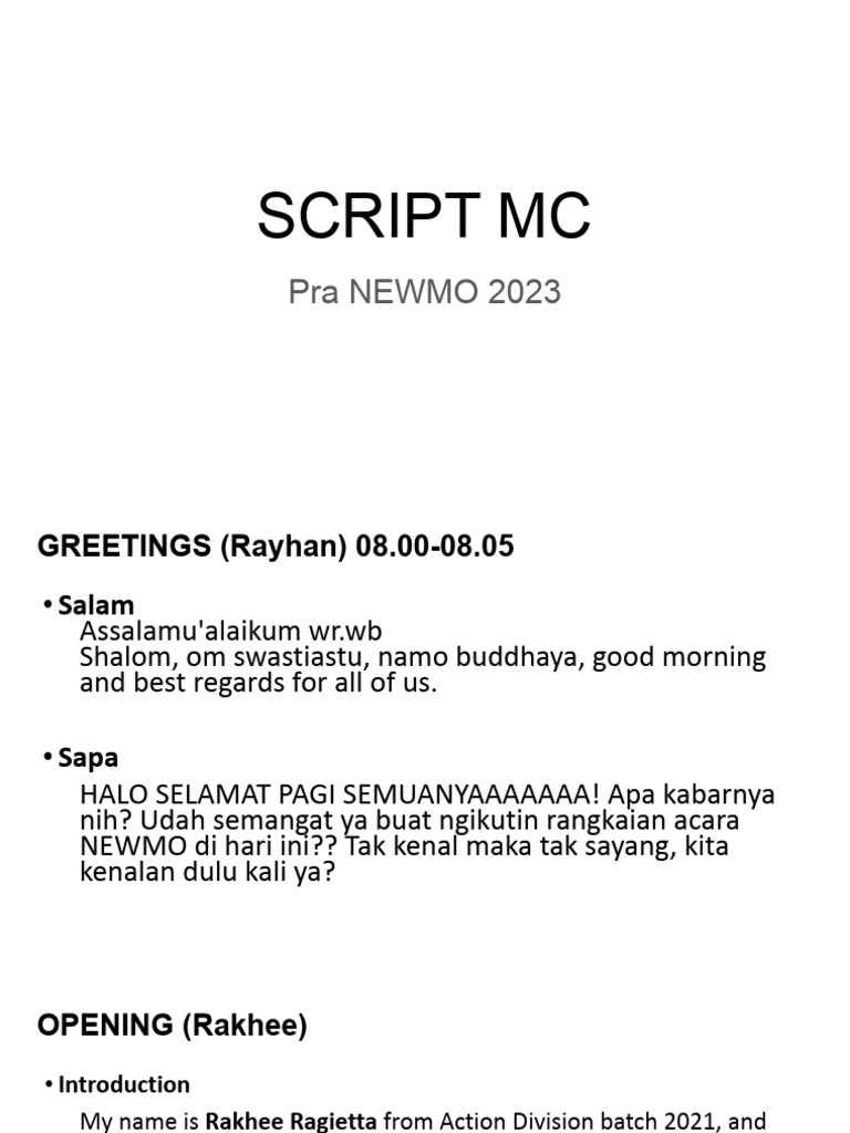 Script MC Newmo 2023 | PDF