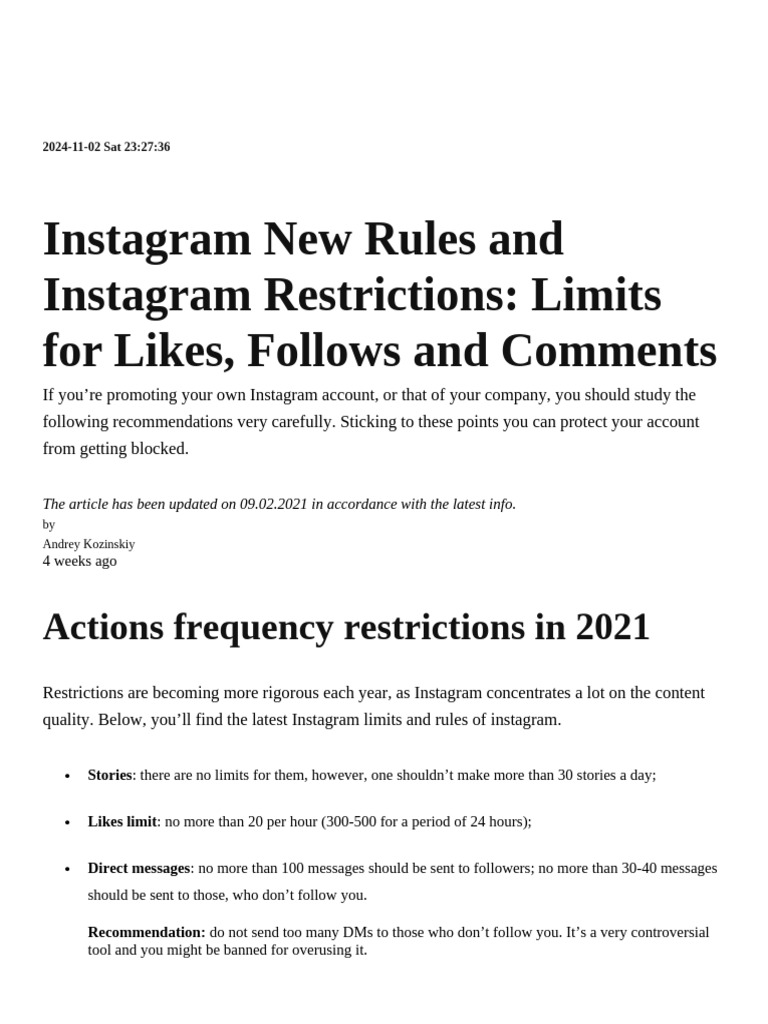 Instagram New Rules and Restrictions | PDF | Spamming | Facebook