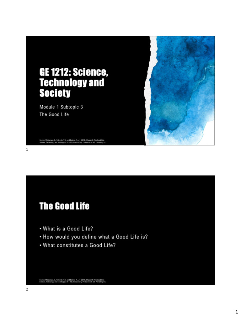 Module 1 Subtopic 3 The Good Life Handout | PDF | Virtue | Happiness