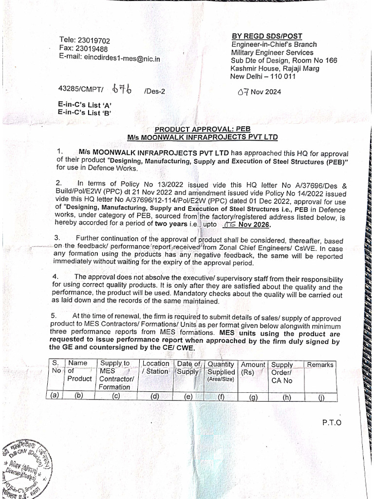 MES Approval Letter | PDF