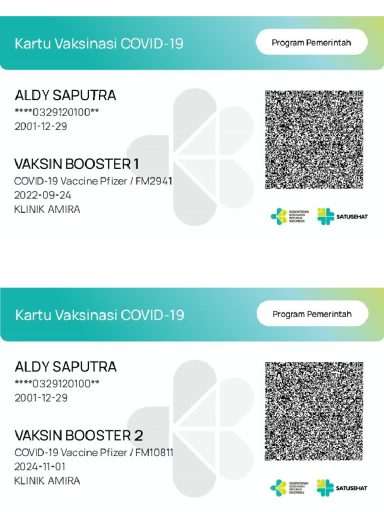 Sertifikat Vaksin Booster 1,2 Aldy Saputra | PDF