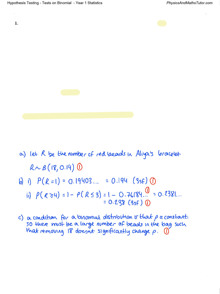 Hypothesis Testing Tests On Binomial Pdf Statistical Significance 9692