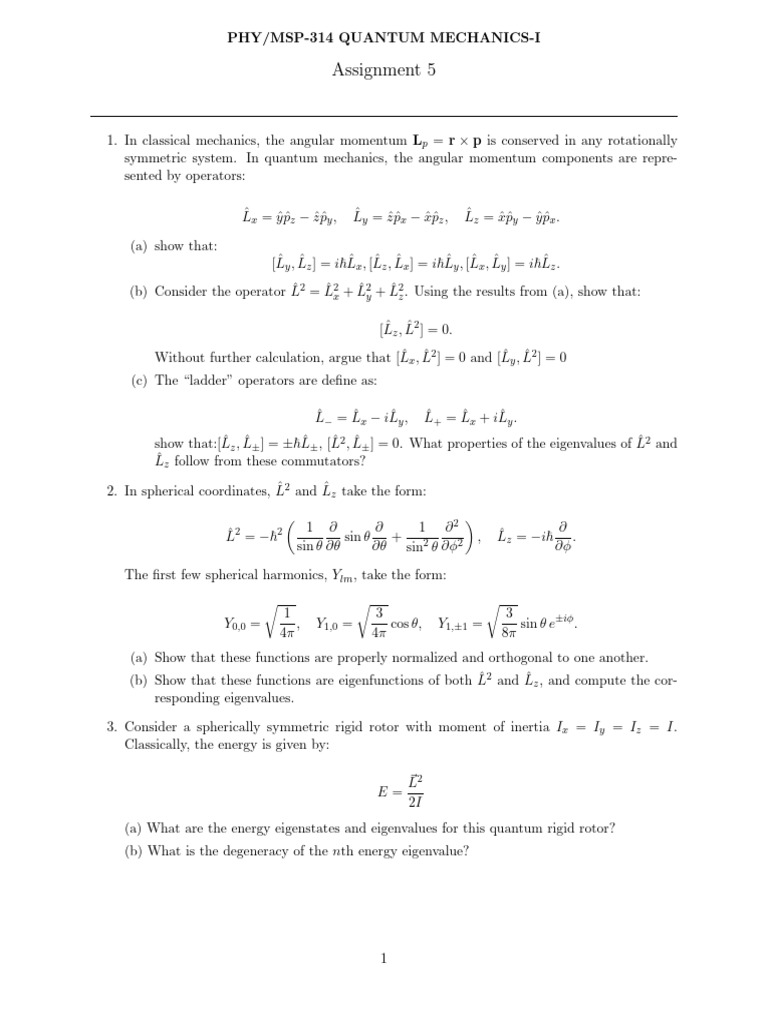 Assignment-5 | PDF | Theoretical Physics | Quantum Mechanics