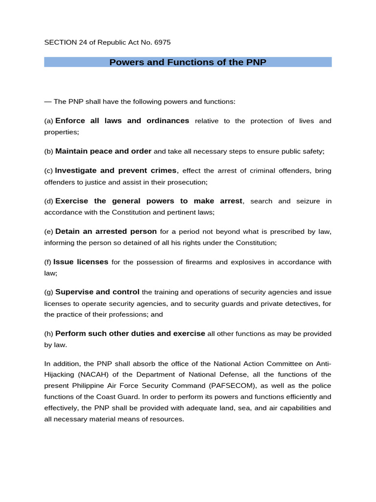 powers anf functions of PNP | PDF