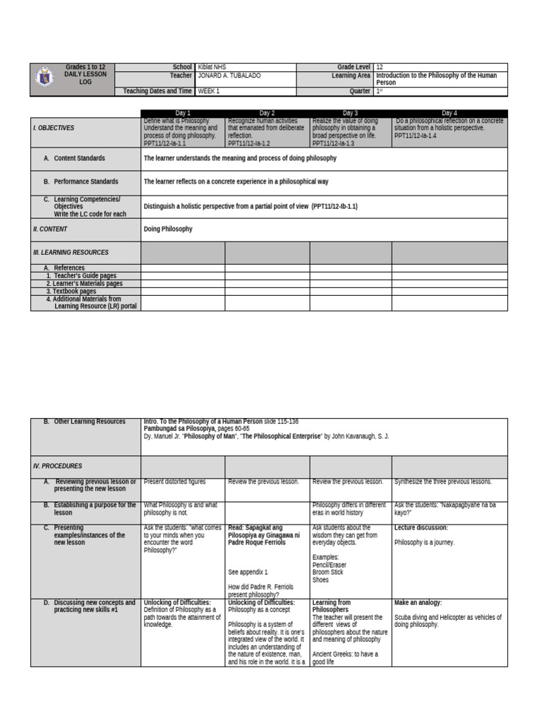 Week A Doing Philosophy Pdf Concept Knowledge