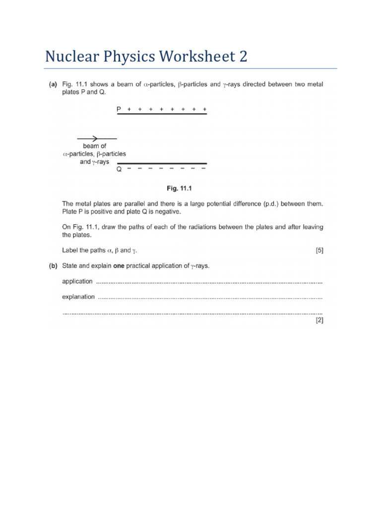 Nuclear Physics Worksheet 2 | PDF