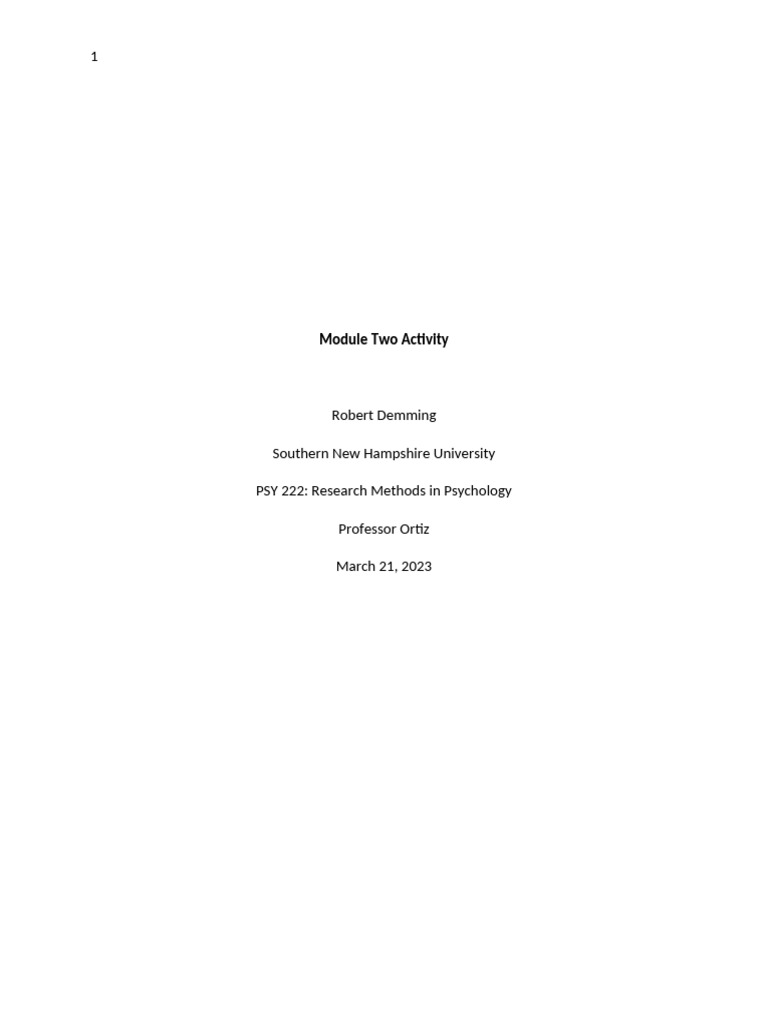 PSY 222 Module Two Activity Overview | PDF | Psychology | Occupational ...