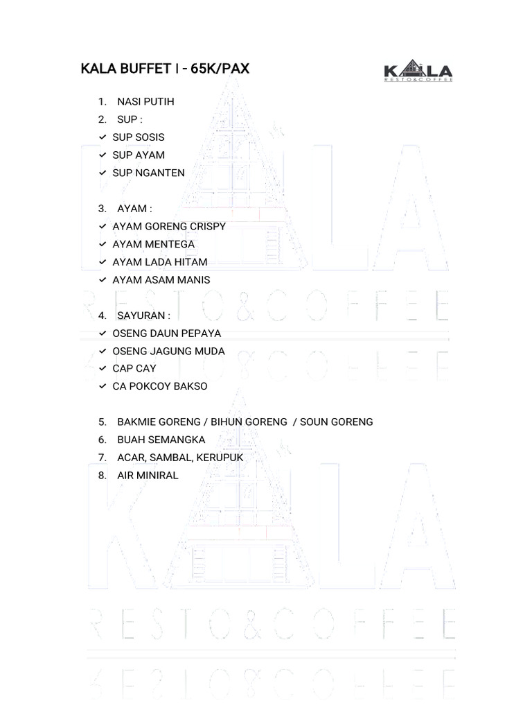 MENU KALA BUFFET | PDF