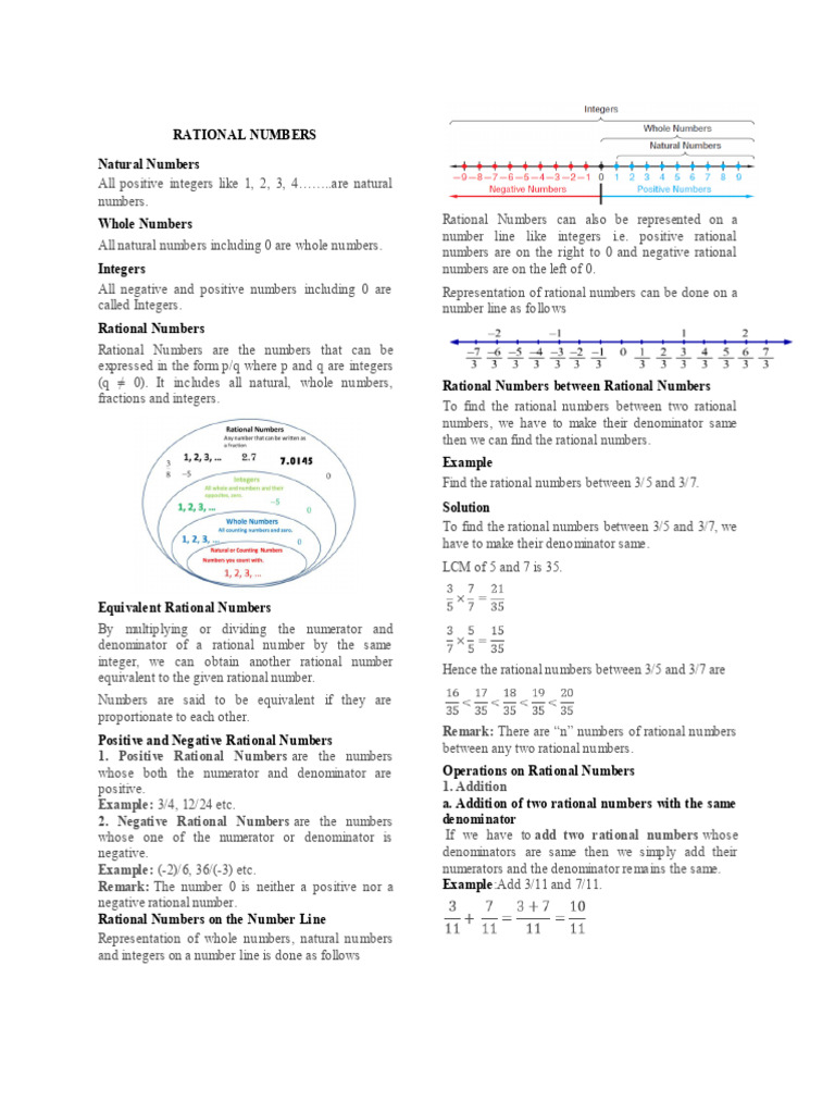 Rational Numbers | PDF | Rational Number | Mathematical Concepts