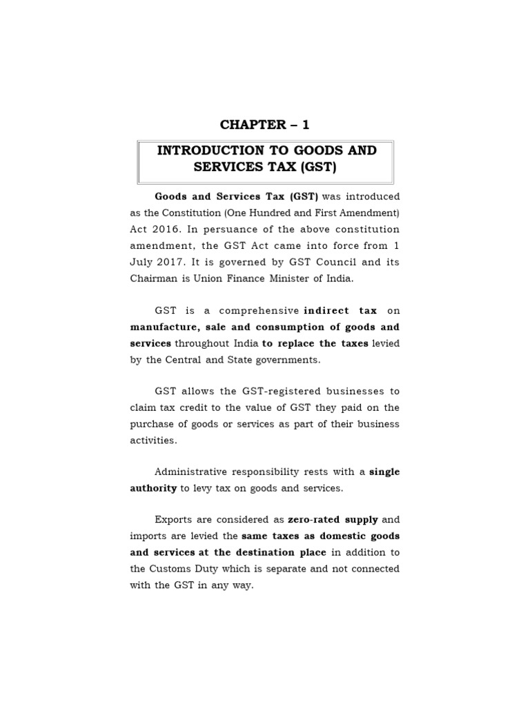 Gst Chapter Pdf Taxes Indirect Tax