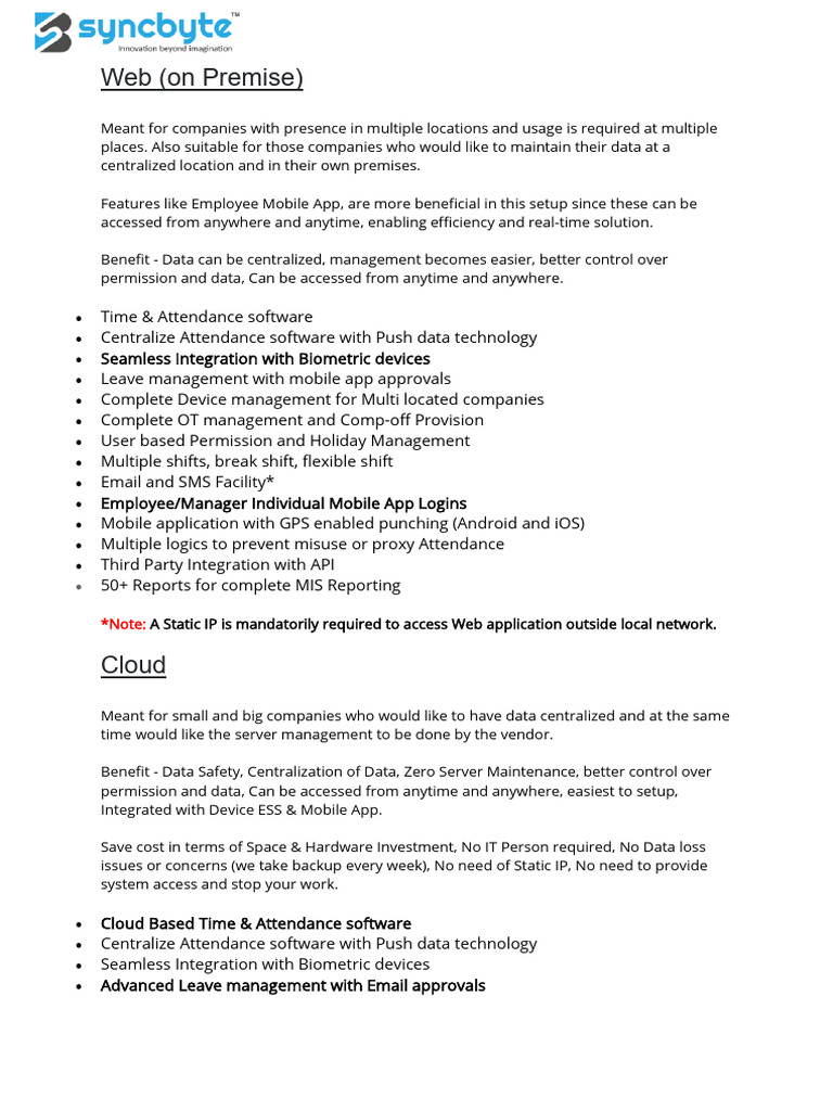 Web & Cloud Features Details | PDF | Mobile App | Cloud Computing