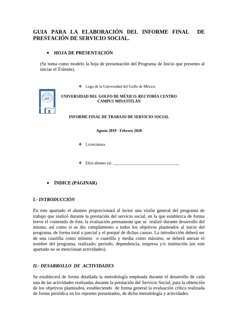 Guia para La Elaboracion Del Informe Final1 | PDF | Evaluación
