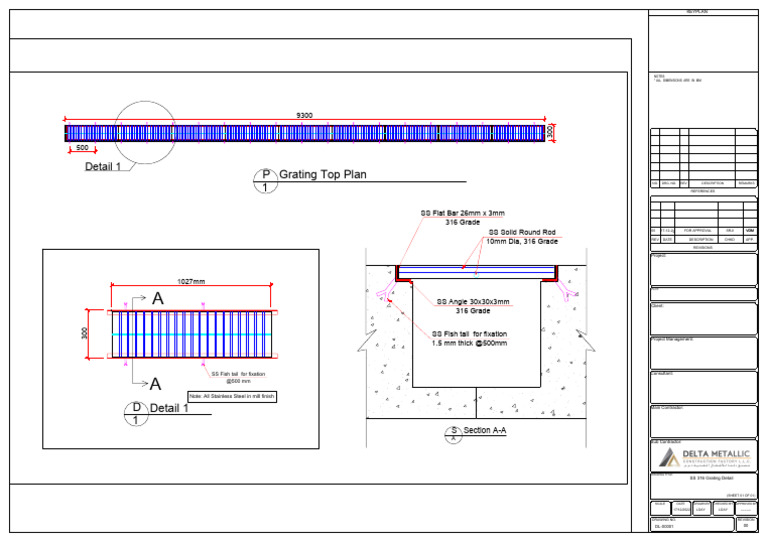 SS 316 Grating Detail Plan | PDF