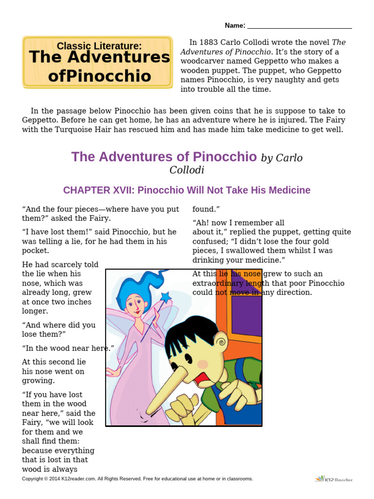 Pinocchio Comprehension and Activities Crocs and Toucans | PDF | Pinocchio