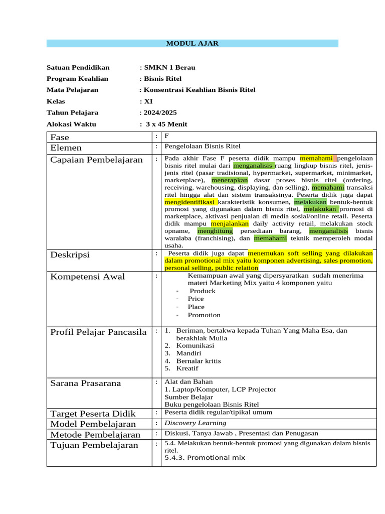 Modul PENGELOLAAN BISNIS RITEL | PDF
