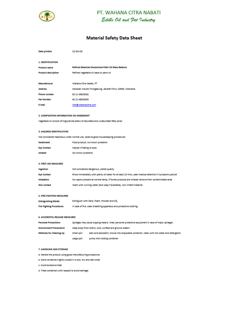 Rbdpo MB Pail | PDF | Palm Oil | Water