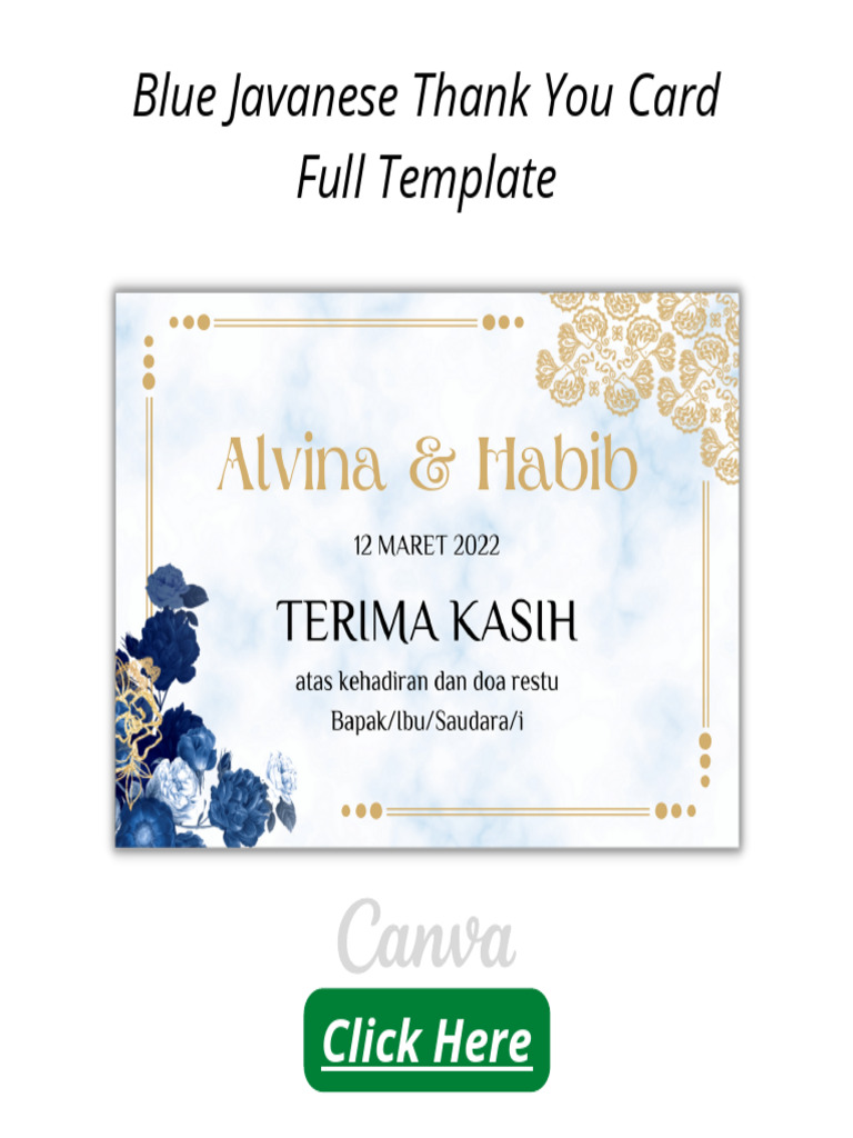 Template Desain Kartu Ucapan Terima Kasih Tema Biru Jawa | PDF