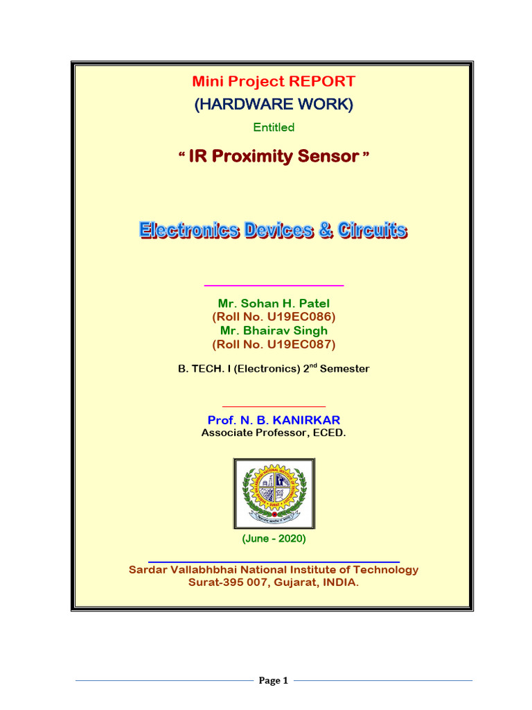 Mini Project REPORT | PDF | Infrared | Operational Amplifier