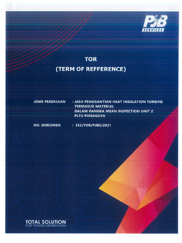 TOR Heat Insulation Turbine Dalam Rangka Mean Inspection Unit 2 PLTU Punagaya | PDF