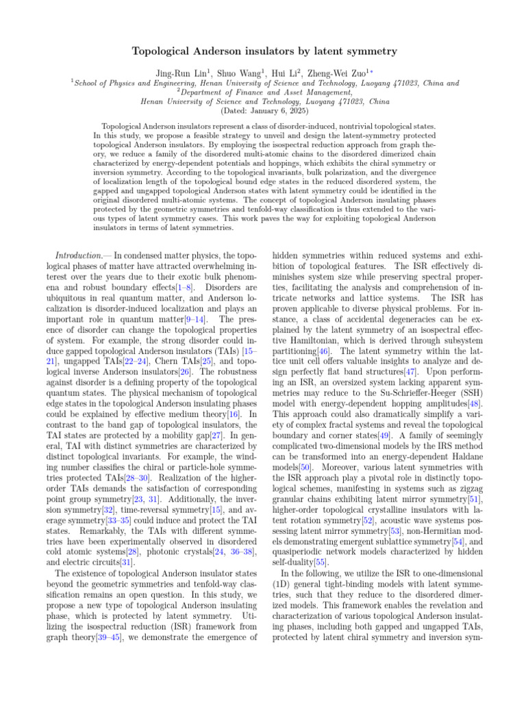 Topological Anderson Insulators Study | PDF | Matrix (Mathematics ...
