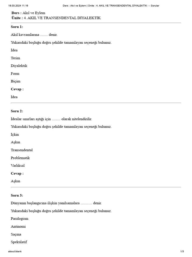 Akil Ve Eylem Soru 04 | PDF