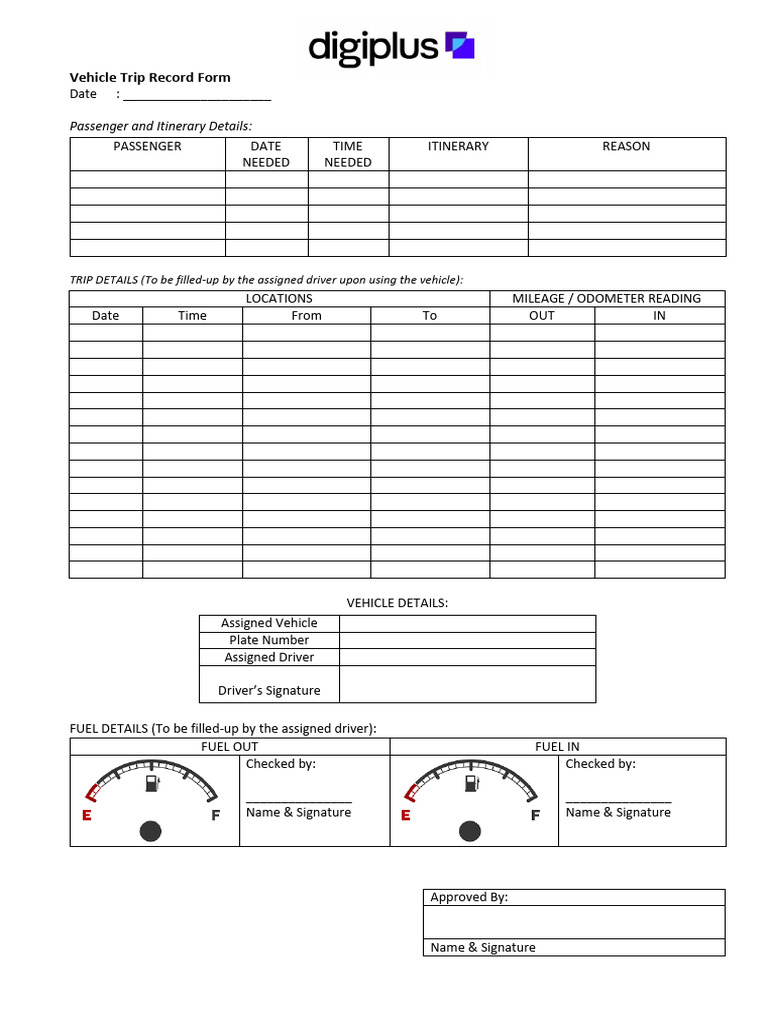 DIGI - Vehicle Trip Record.docx | PDF