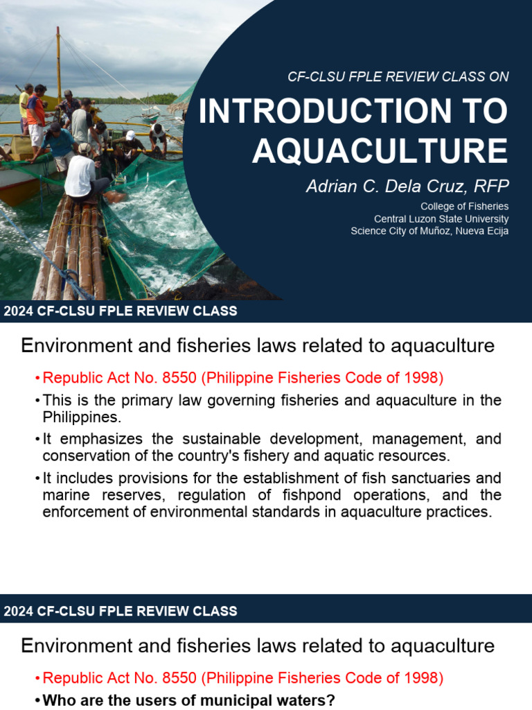 Philippine Fisheries Code Overview | PDF | Environmental Impact ...