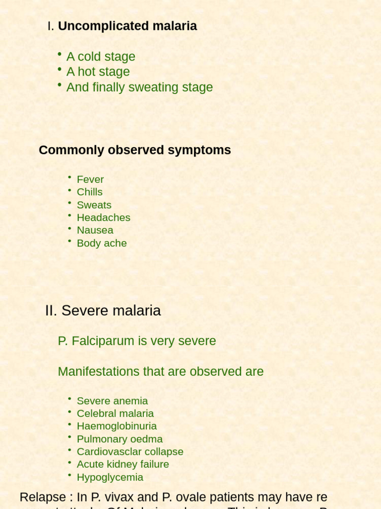 Malaria: Symptoms and Diagnosis | PDF