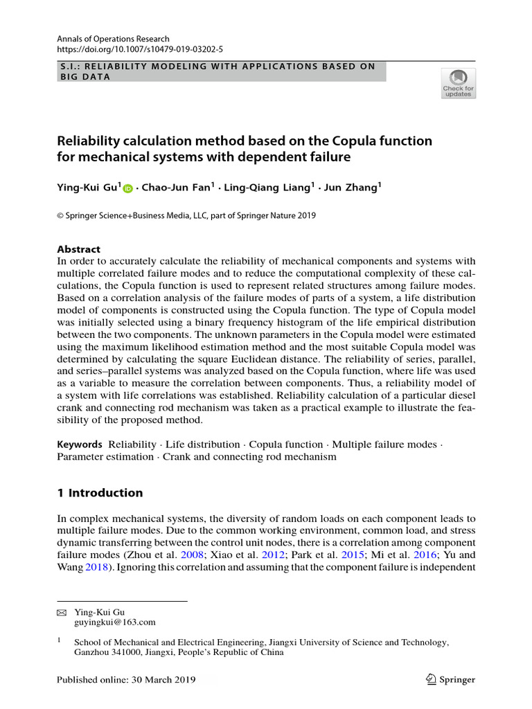 s10479-019-03202-5 | PDF | Reliability Engineering | Function (Mathematics)