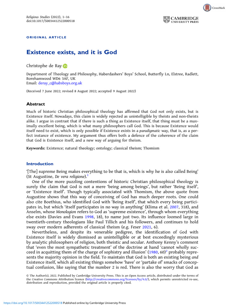 Existence Exists and It Is God | PDF | Existence | Reality