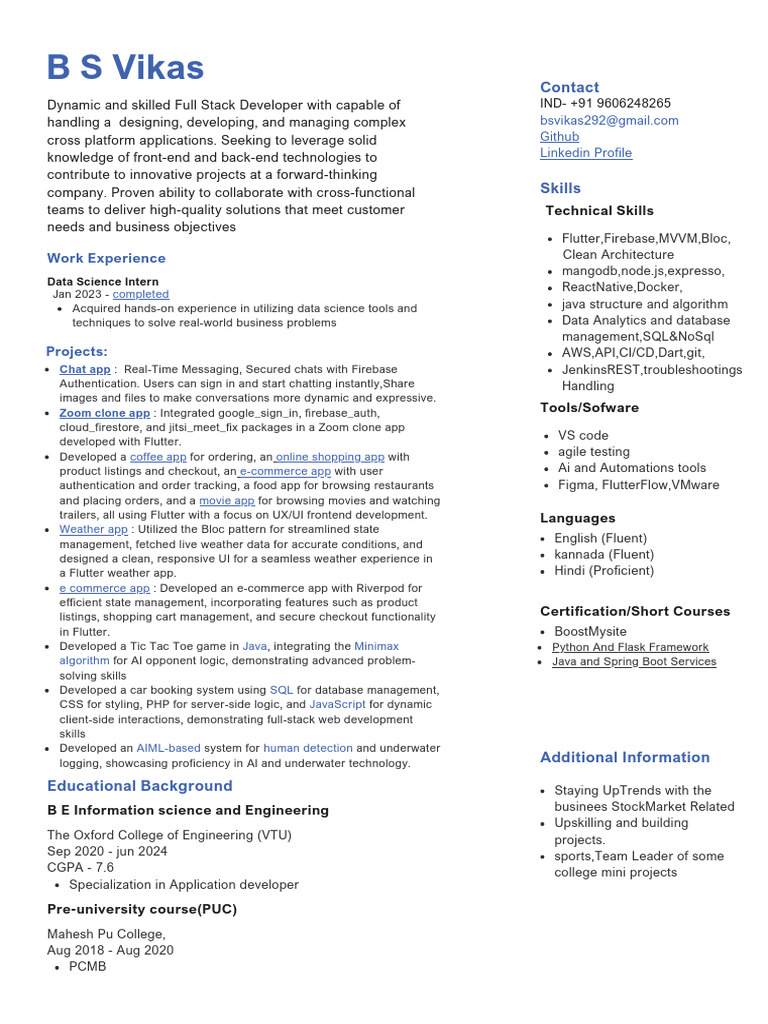 resume3_vikas (1) | PDF | Mobile App | Data Science