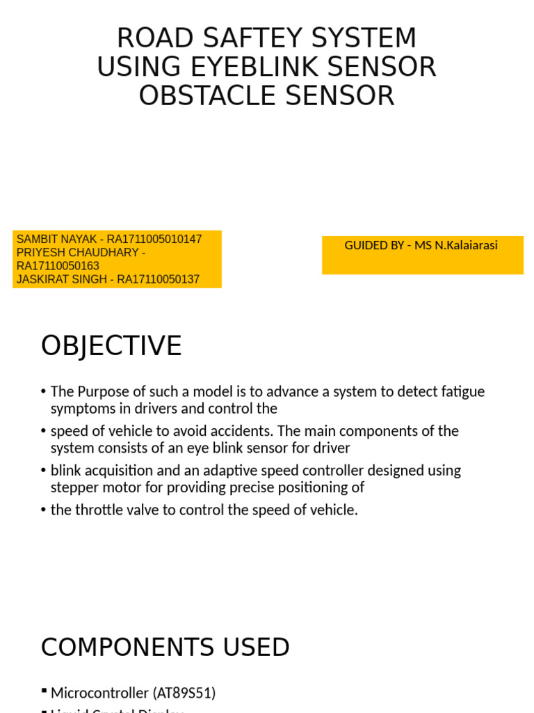 Eye Blink & Obstacle Sensor for Road Safety | PDF | Microcontroller ...