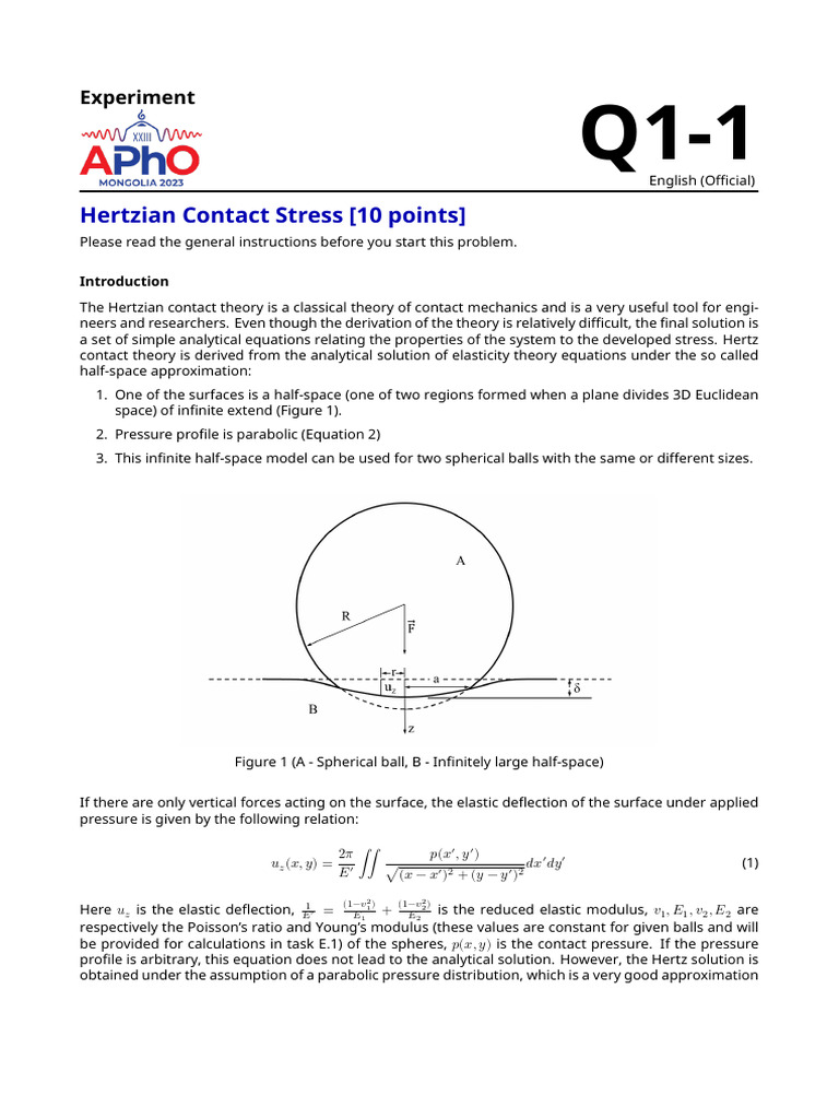 Hertzian Contact Stress Experiment | PDF | Classical Mechanics | Physics