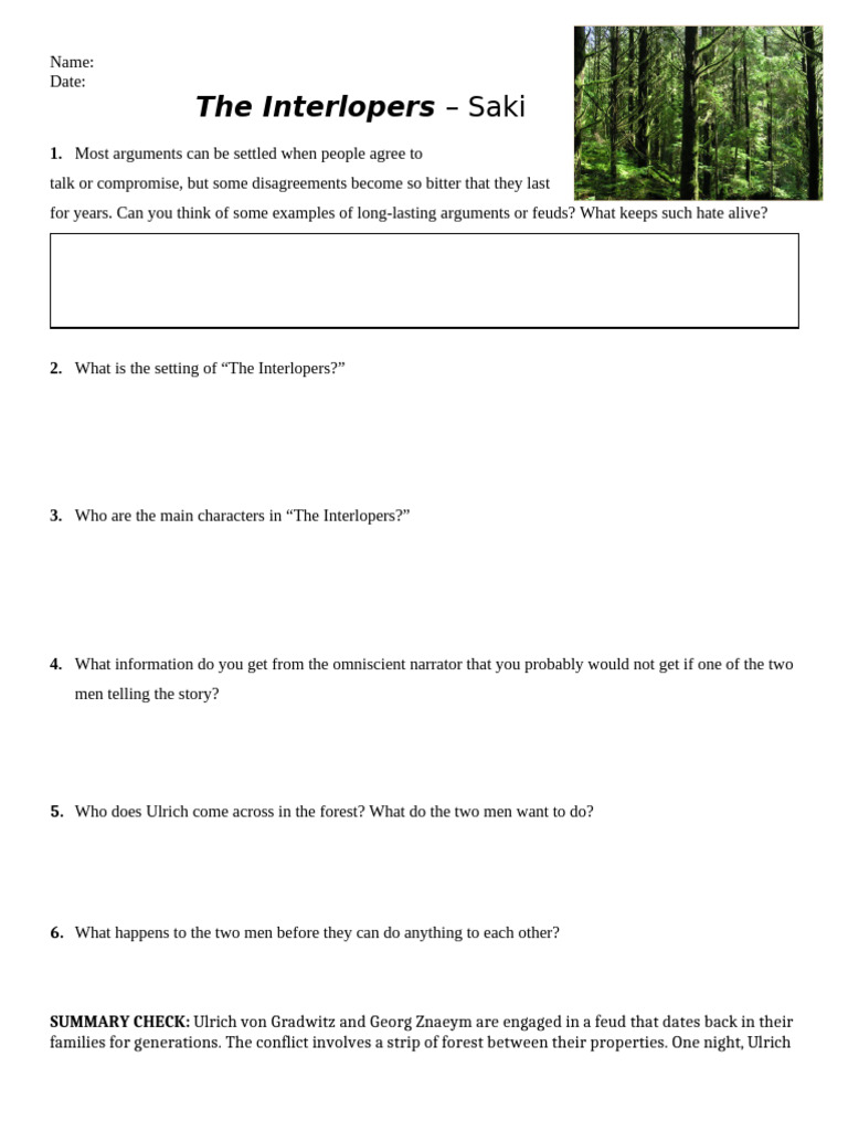 The interlopers reading comprehension 1 | PDF