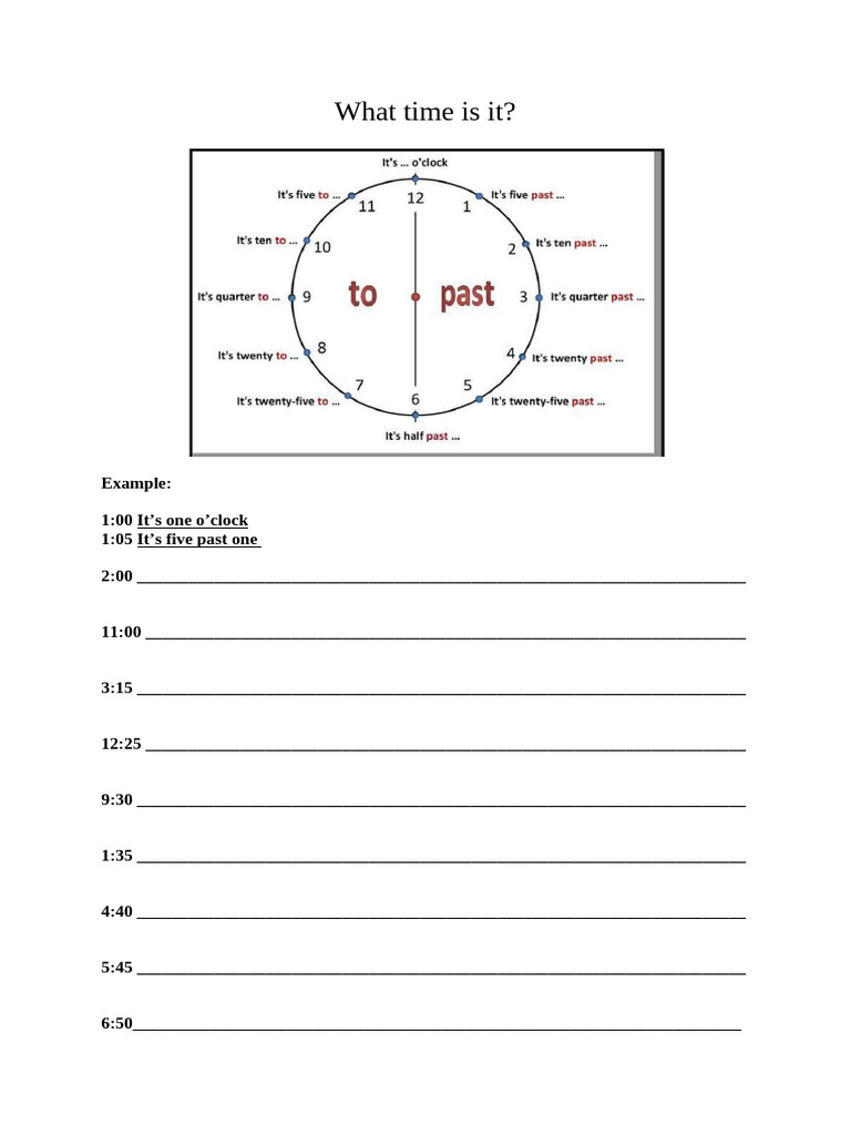 Telling Time Worksheet | PDF