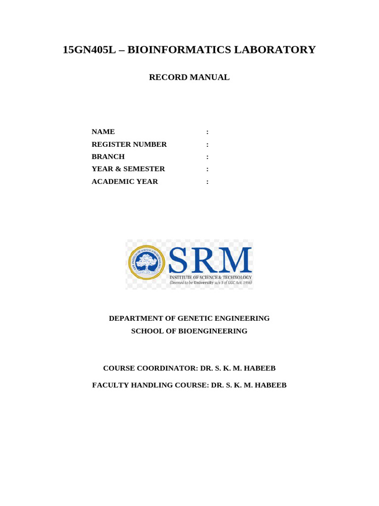15GN402L Final Bioinformatics Lab Manual | PDF | Open Reading Frame ...