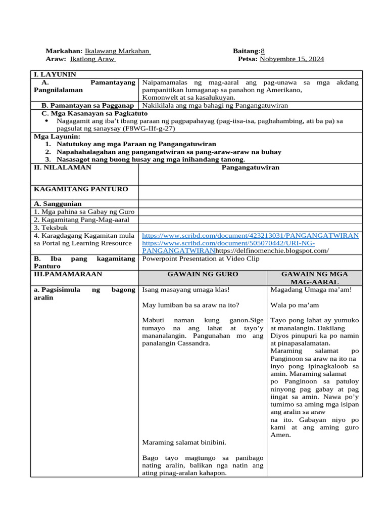 Ikatlong Araw - Pangangatuwiran | PDF