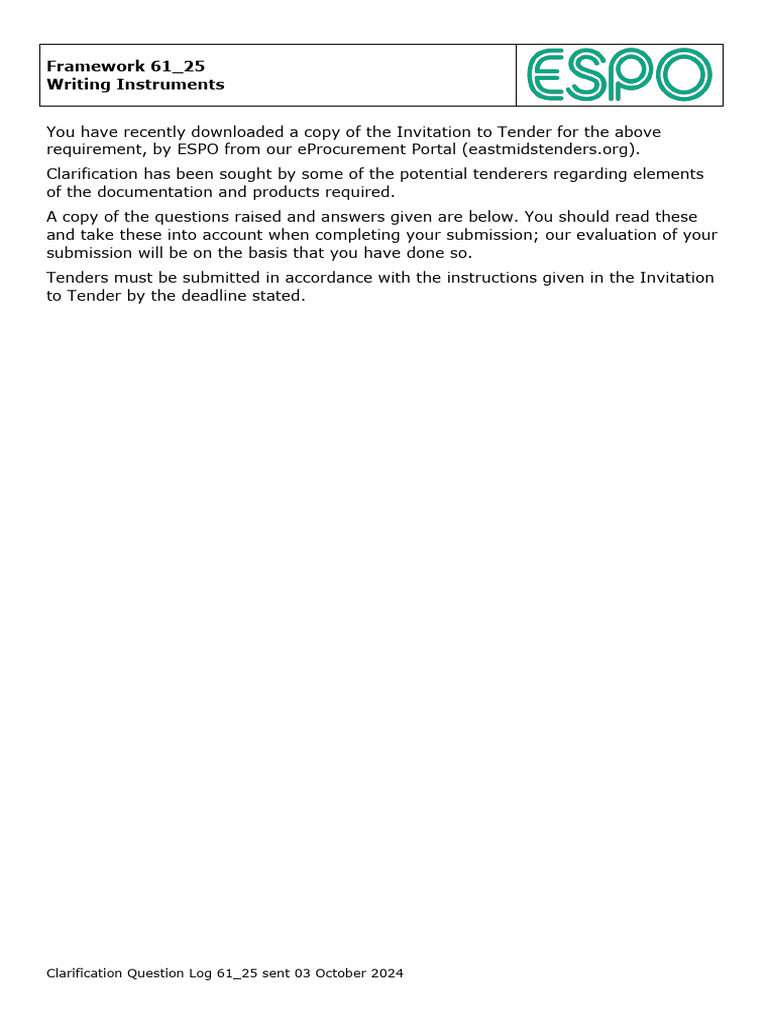 61 - 25 Clarification Log 03.10.2024 | PDF
