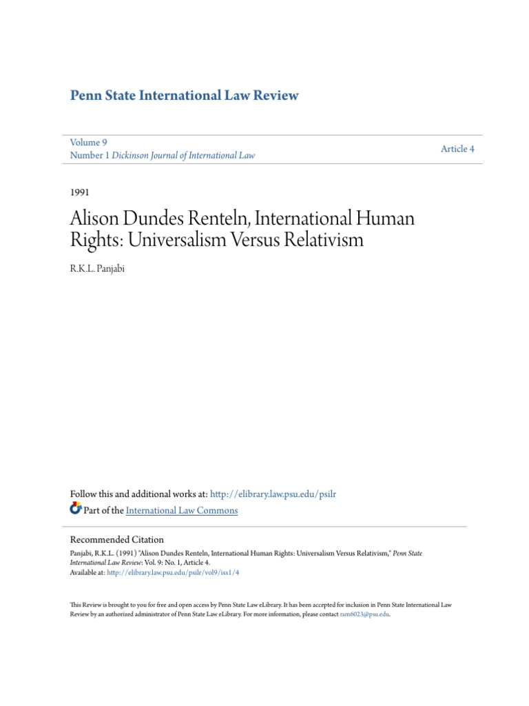 Panjabi - Alison Dundes Renteln International Human Rights Universalism ...