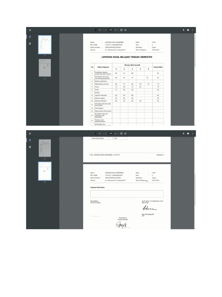 Laporan Hasil STS Contoh | PDF