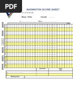 Badminton Score Sheet | PDF